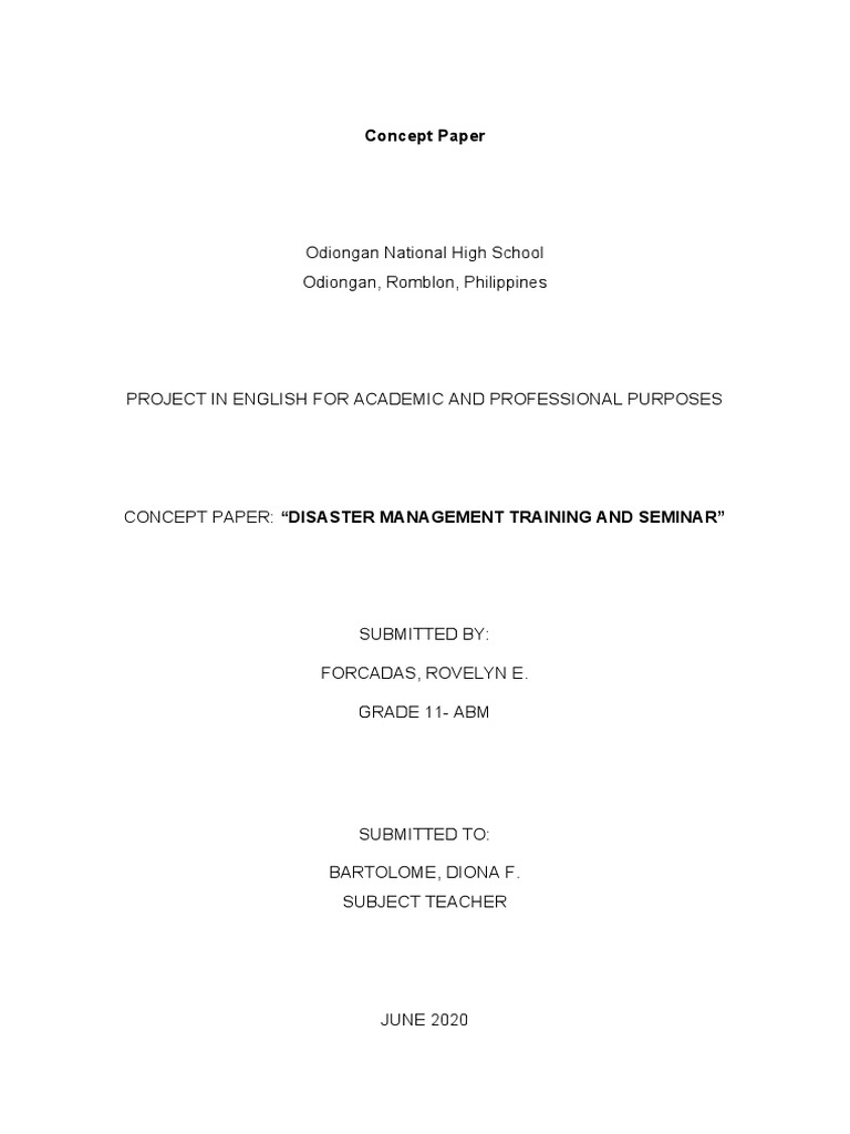 Concept Paper-EAPP | PDF | Emergency Management