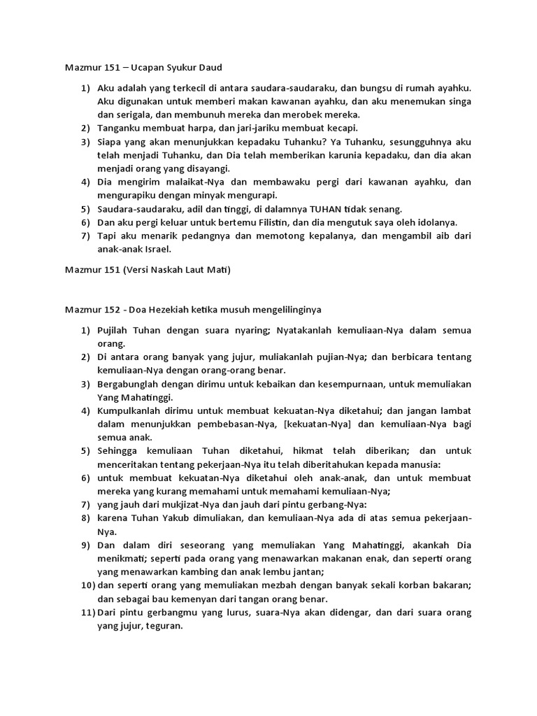 Mazmur 151-155 | PDF