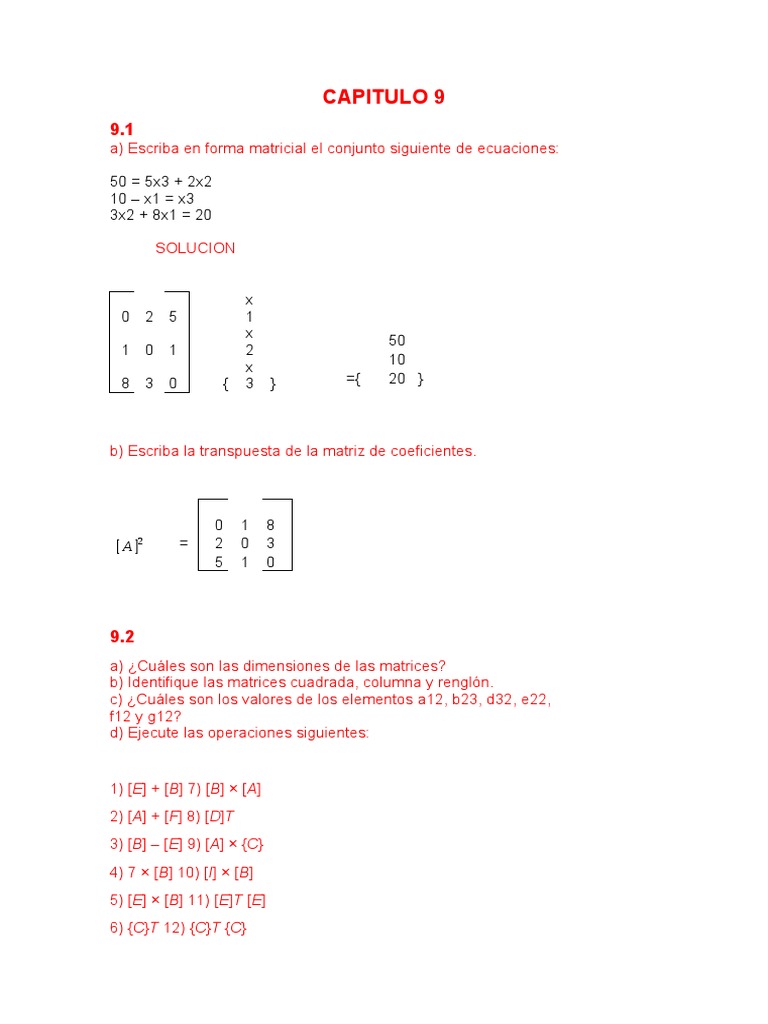Capitulo 9 | PDF | Matriz (Matemáticas) | Programación de computadoras