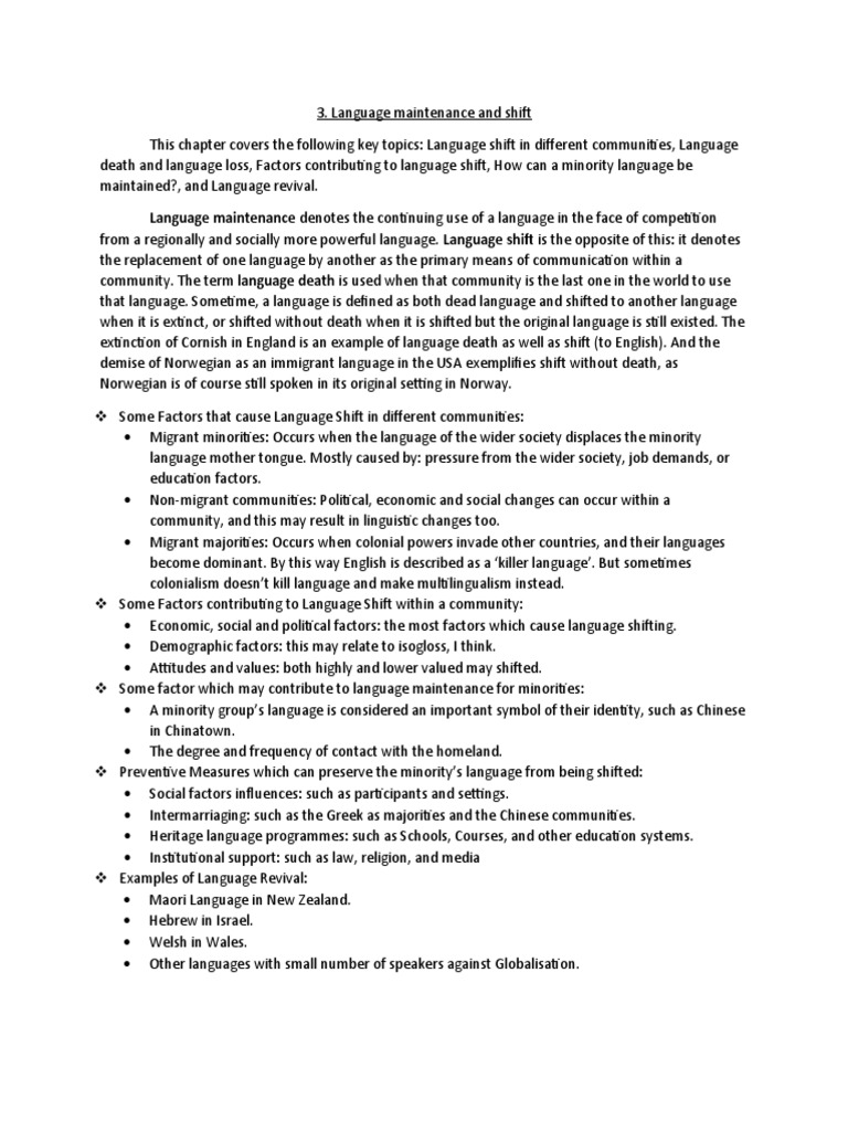 Language Maintenance and Shift Explained | PDF | Minority Group | Ethnicity