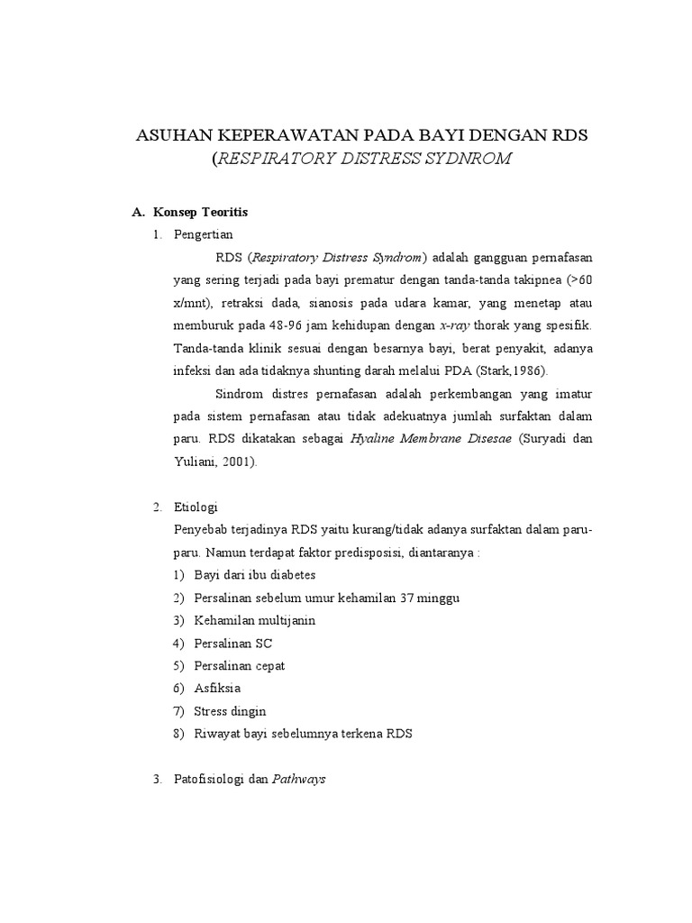 Asuhan Keperawatan Pada Bayi Dengan RDS | PDF