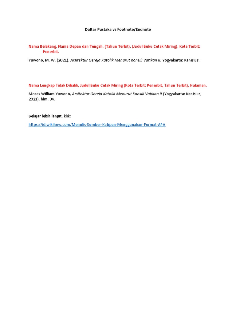 Daftar Pustaka Vs Footnote | PDF
