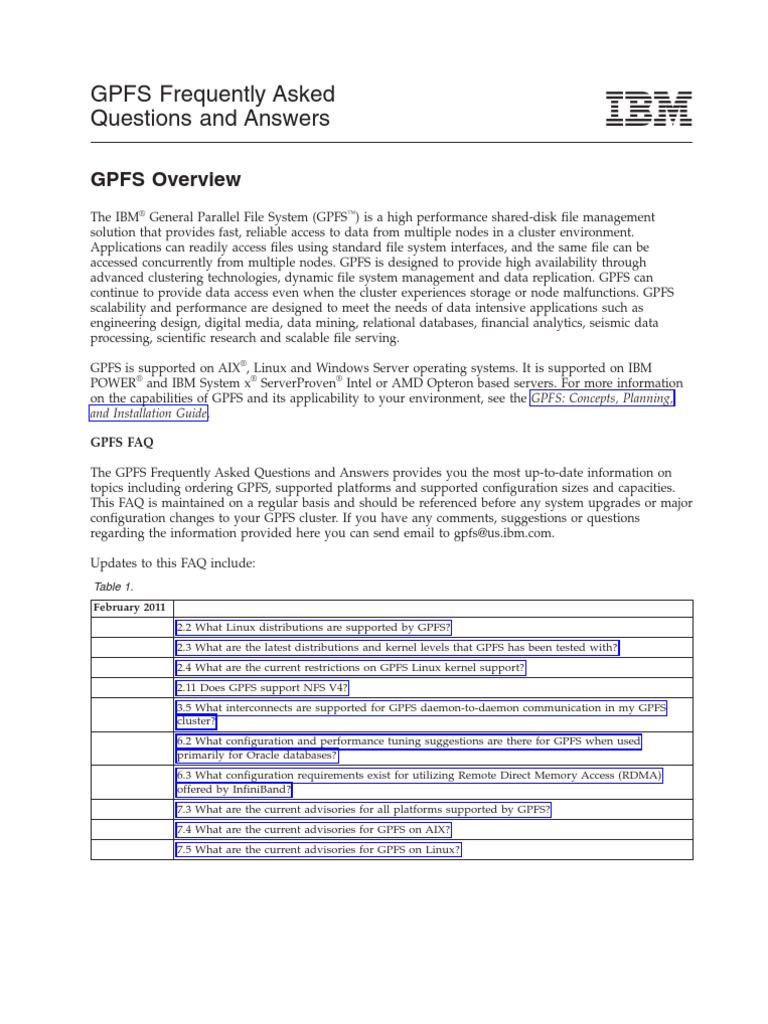 GPFS Faq | PDF | Computer Cluster | Operating System Technology
