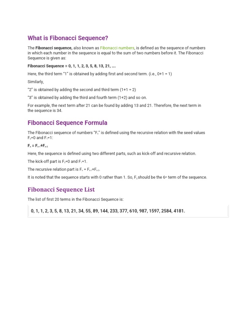 What Is Fibonacci Sequence | PDF