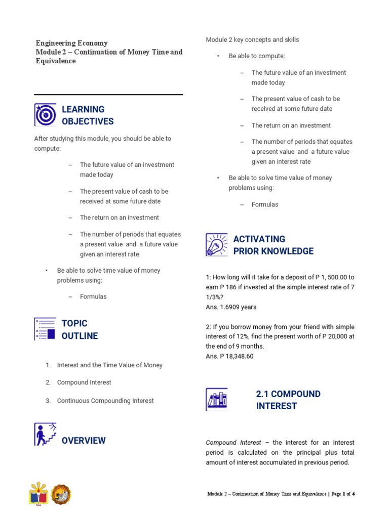 Engineering Economy Module 2 | PDF | Interest | Compound Interest