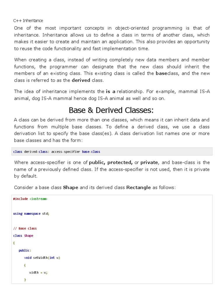 Base And Derived Classes C Inheritance Descargar Gratis Pdf Class Computer Programming 