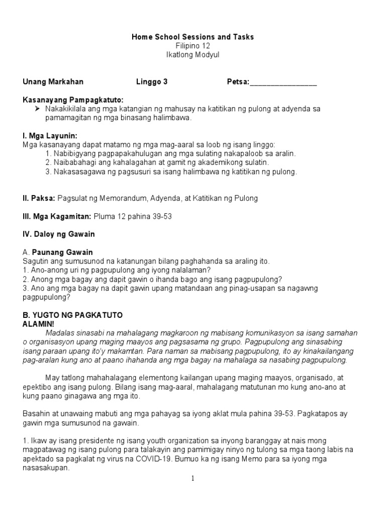 Module 3 - Filipino 12 - 1ST Quarter | PDF
