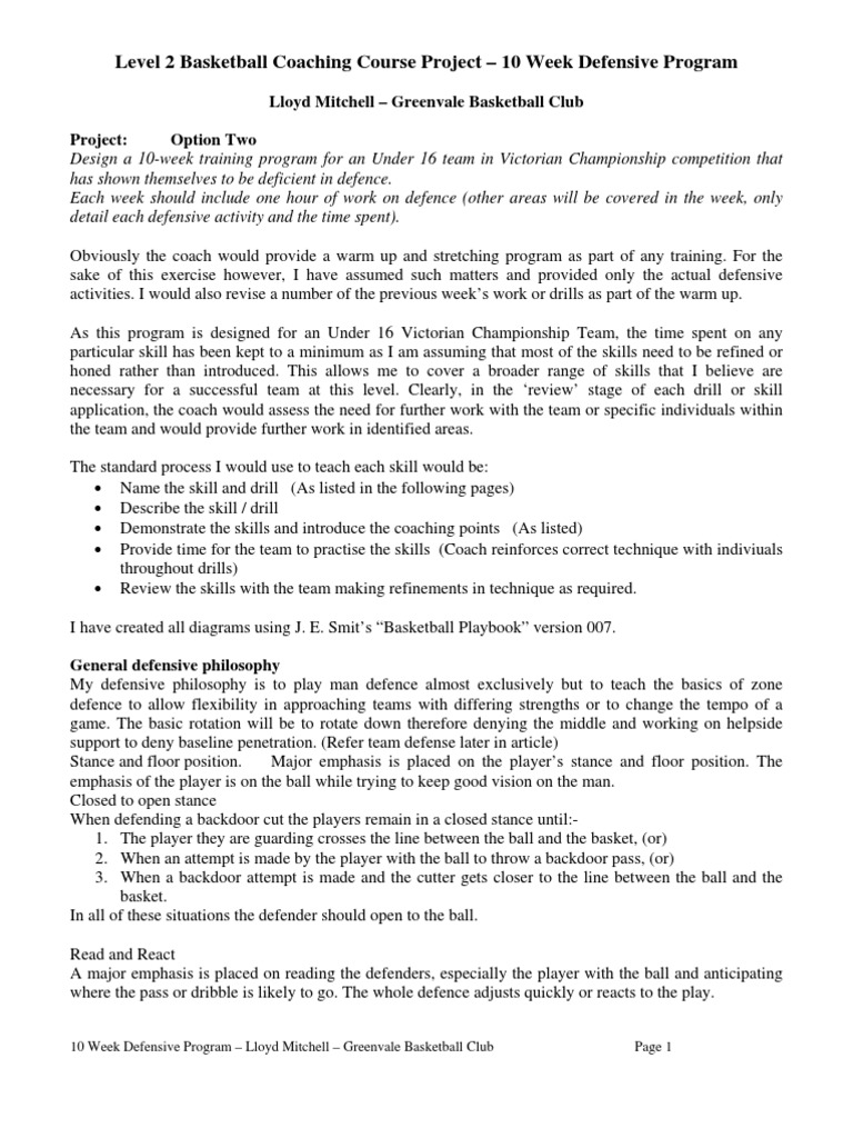 10 Week Defensive Program | PDF | Team Sports | Ball Games