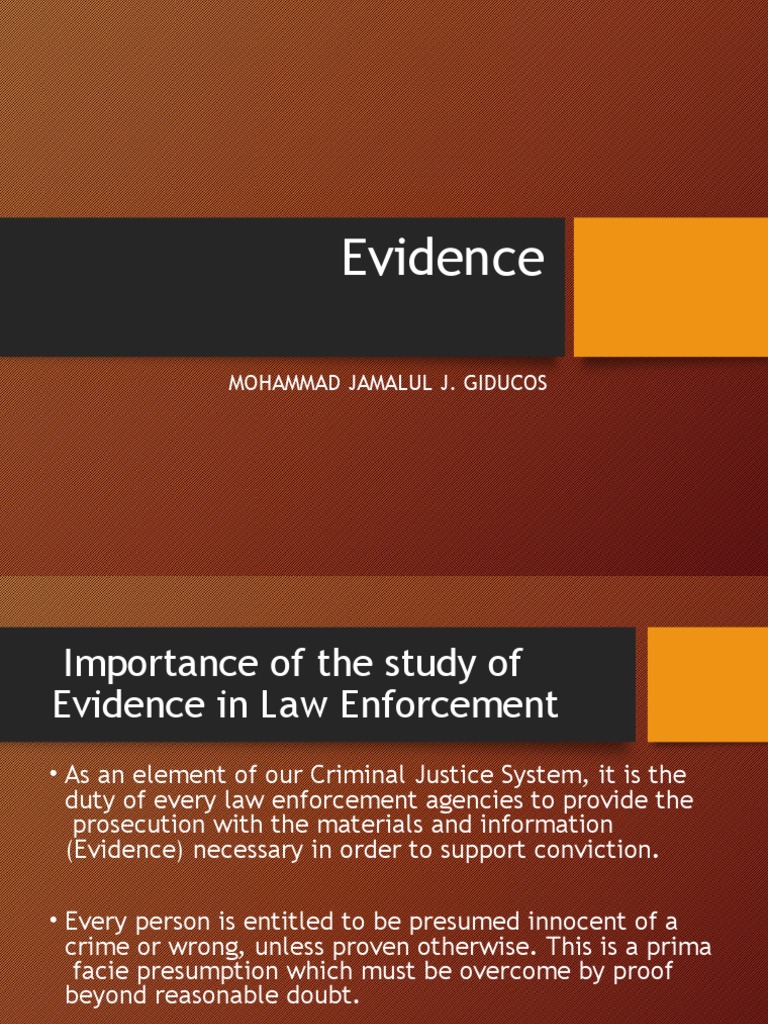 EVIDENCE | PDF | Relevance (Law) | Evidence (Law)