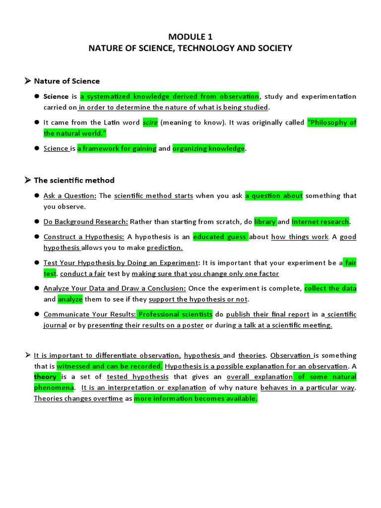 STS (Module 1, 2, 3) | PDF | Science | Hypothesis