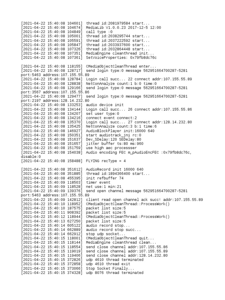 2021 04 22 - Log | PDF | Network Socket | Telecommunications
