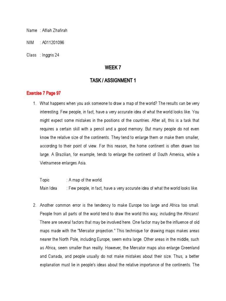 Week 7 - Task Assignment 1 | PDF | Africa | Continent