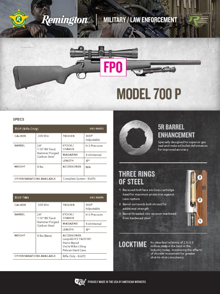 Remington Defense MODEL 700P | PDF | Tools | Military Technology