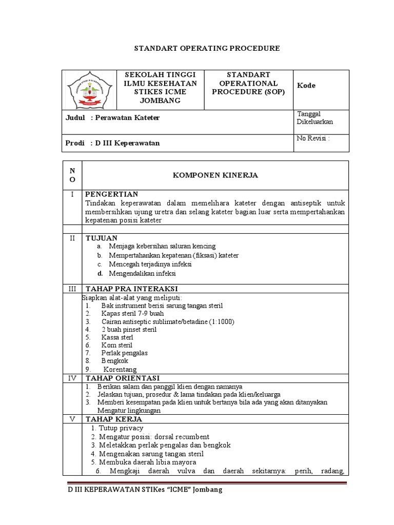 Prosedur Perawatan Kateter Uretra untuk Mencegah Infeksi | PDF