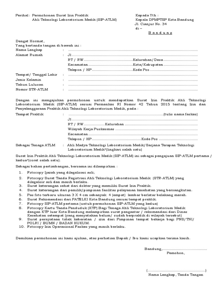 Form Sip-Atlm Faskes | PDF