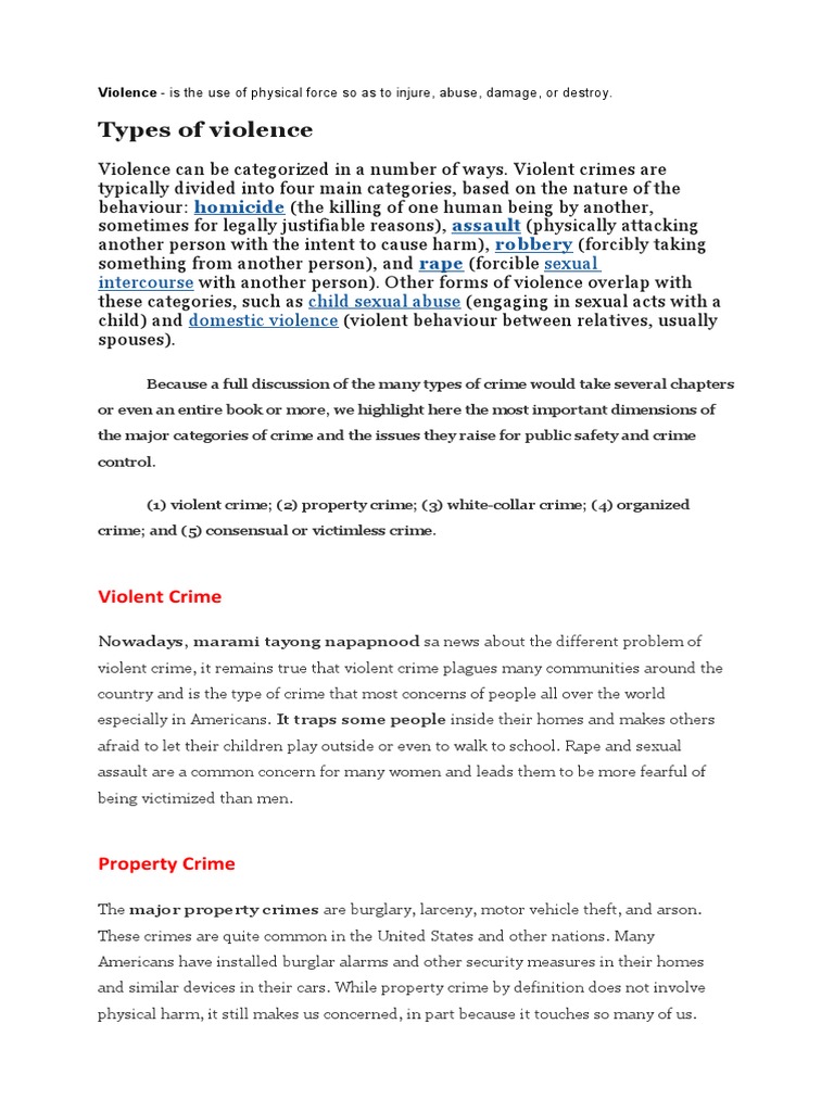 Understanding Types of Violence and Crime | PDF | Organized Crime ...