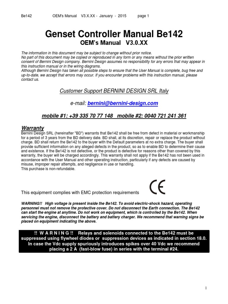 Be142 Genset Controller Manual | PDF | Mains Electricity | Parameter (Computer Programming)