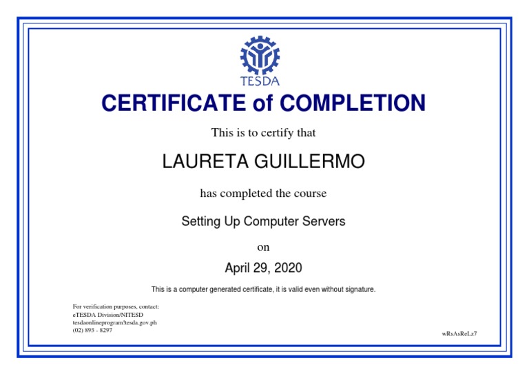 Set Up Computer Servers - Certificate of Completion | PDF