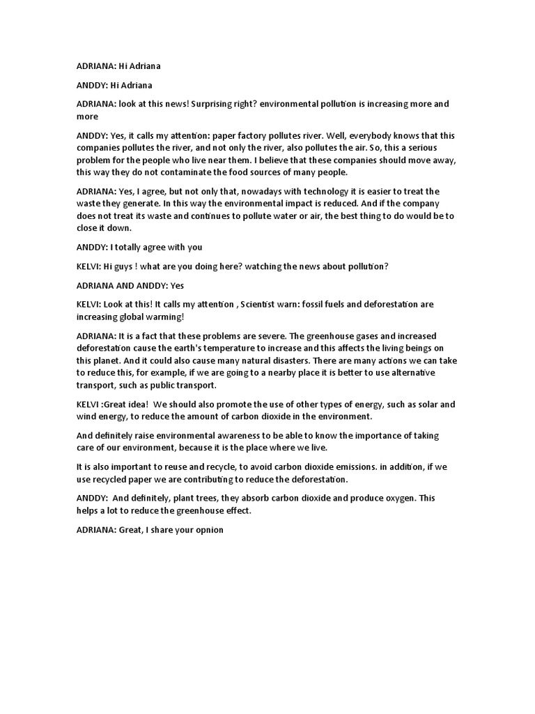 Dialogue About Pollution | PDF