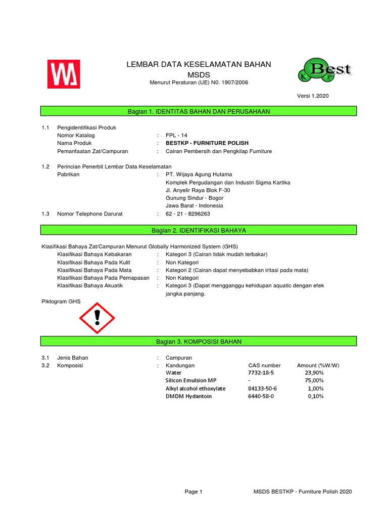 MSDS BESTKP - Furniture Polish 2020 | PDF