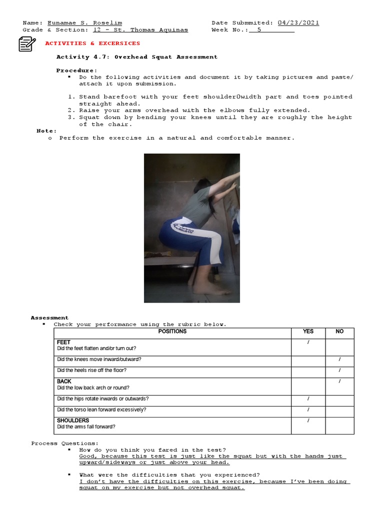 Activity 4.7: Overhead Squat Assessment Procedure:: Activities ...
