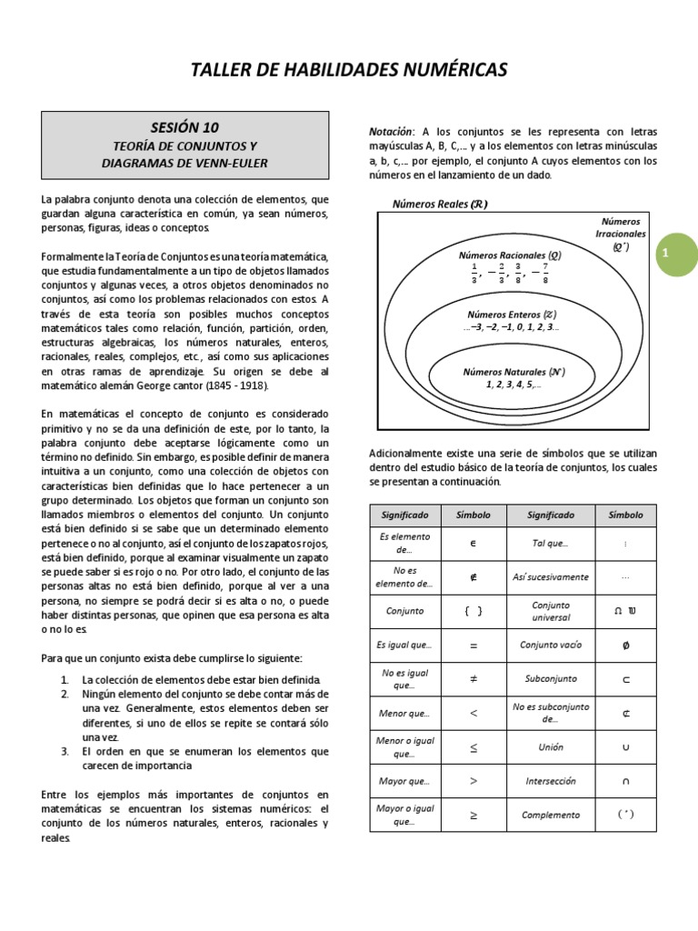 TALLER DE HABILIDADES NUMÉRICAS - Parte 1 - 10 | PDF | Conjunto ...