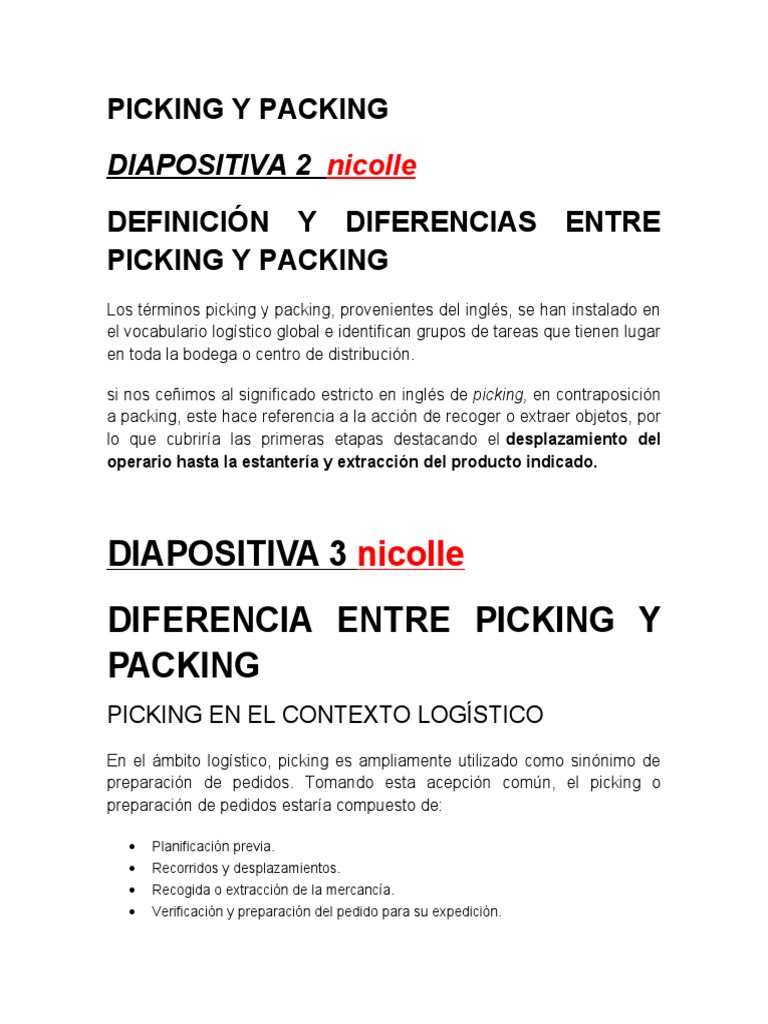 Picking y Packing Word | PDF | Logística | Almacén