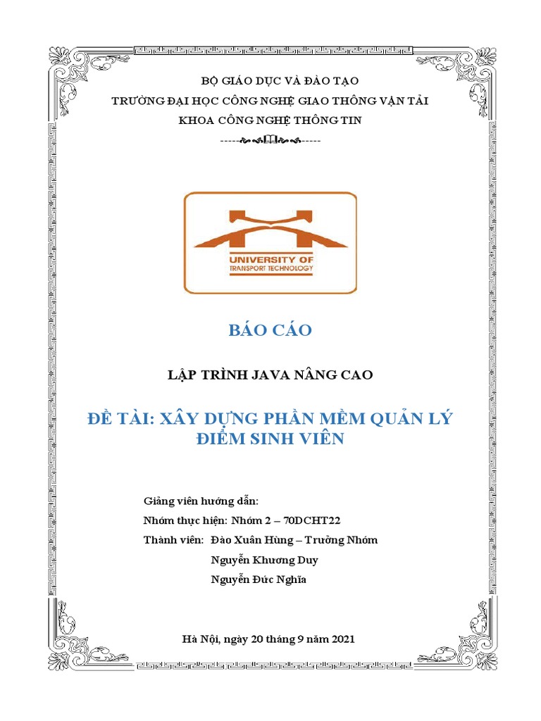 Báo cáo lập trình java swing nhóm 2 | PDF