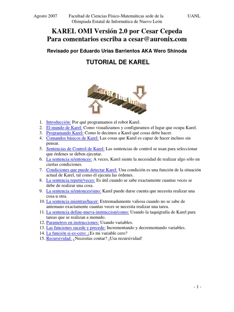 Tutorial Karel - Avanzado - JAVA | PDF | Recursividad | Lenguaje de programación