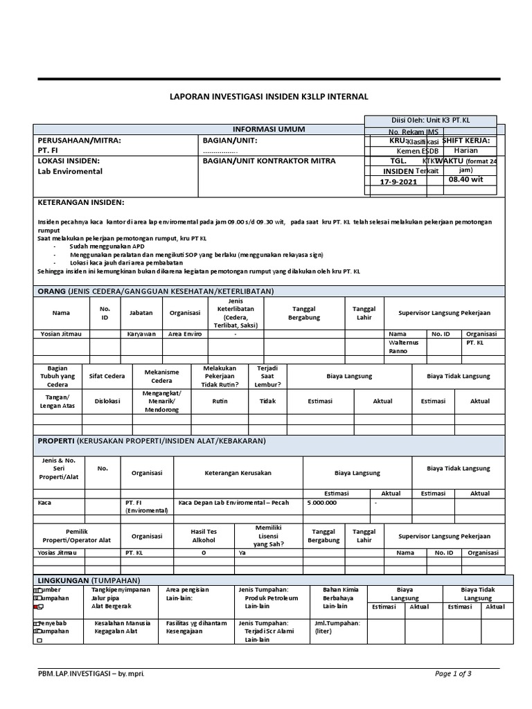 Laporan Investigasi Insiden M | PDF