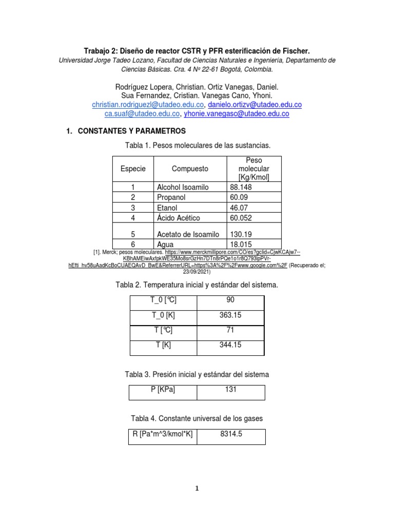 Diseño de Reactores CSTR y PFR | PDF | Reactor Quimico | Motor a reacción