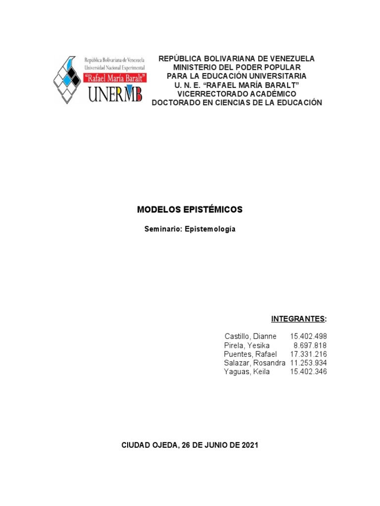 Informe Unidad III - Modelos Epistémicos | PDF | Conocimiento | Empirismo