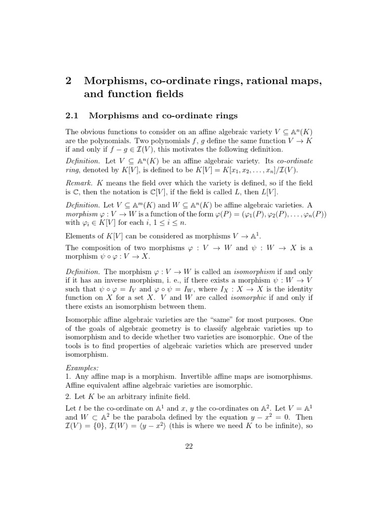 2 Morphisms, Co-Ordinate Rings, Rational Maps, and Function Fields | PDF | Ring (Mathematics ...