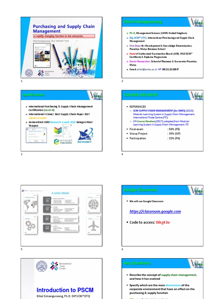 W01 Introduction To PSCM-rev | PDF | Supply Chain Management | Supply Chain