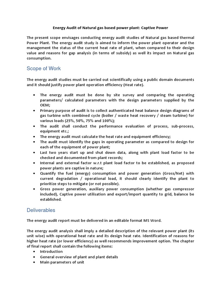 Energy Audit of Natural Gas Based Power Plant July | PDF | Power ...