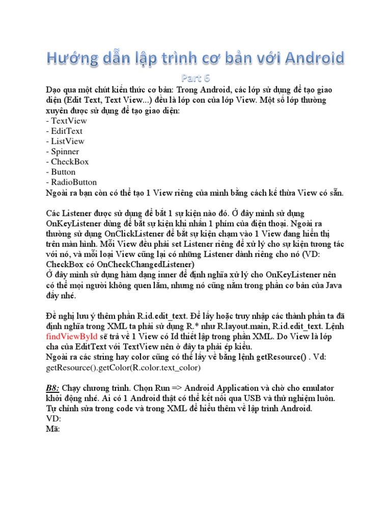 Huong Dan Lap Trinh Voi Android 6 | PDF