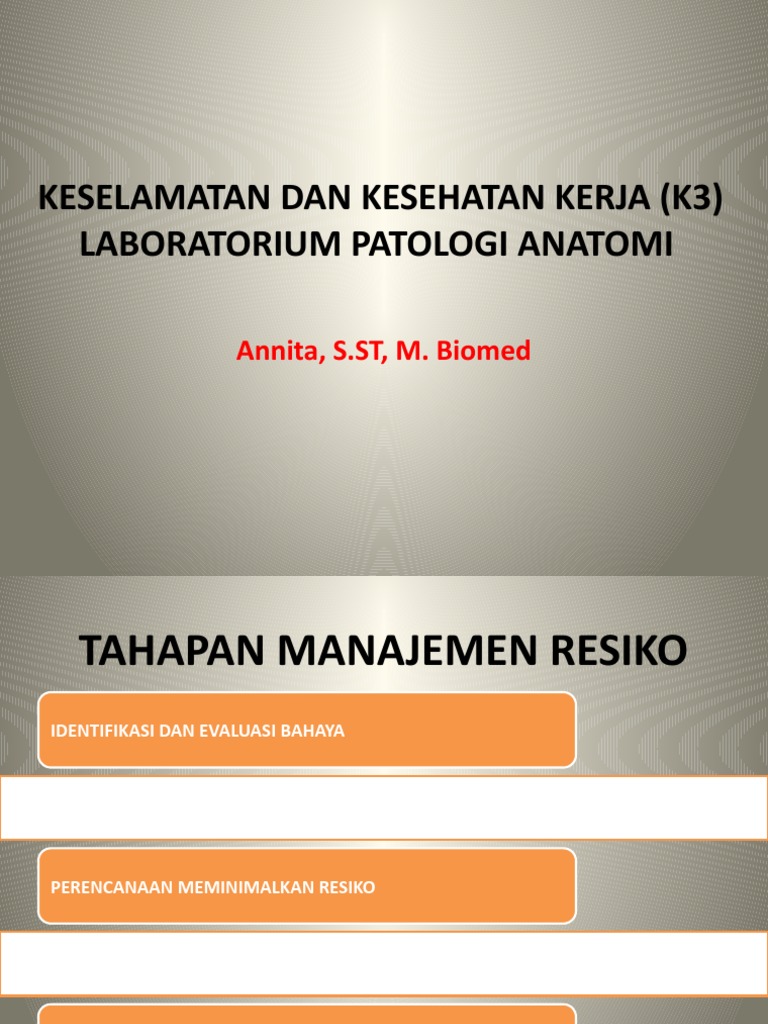 2 Keselamatan Dan Kesehatan Kerja (k3) Laboratorium Patologi | PDF