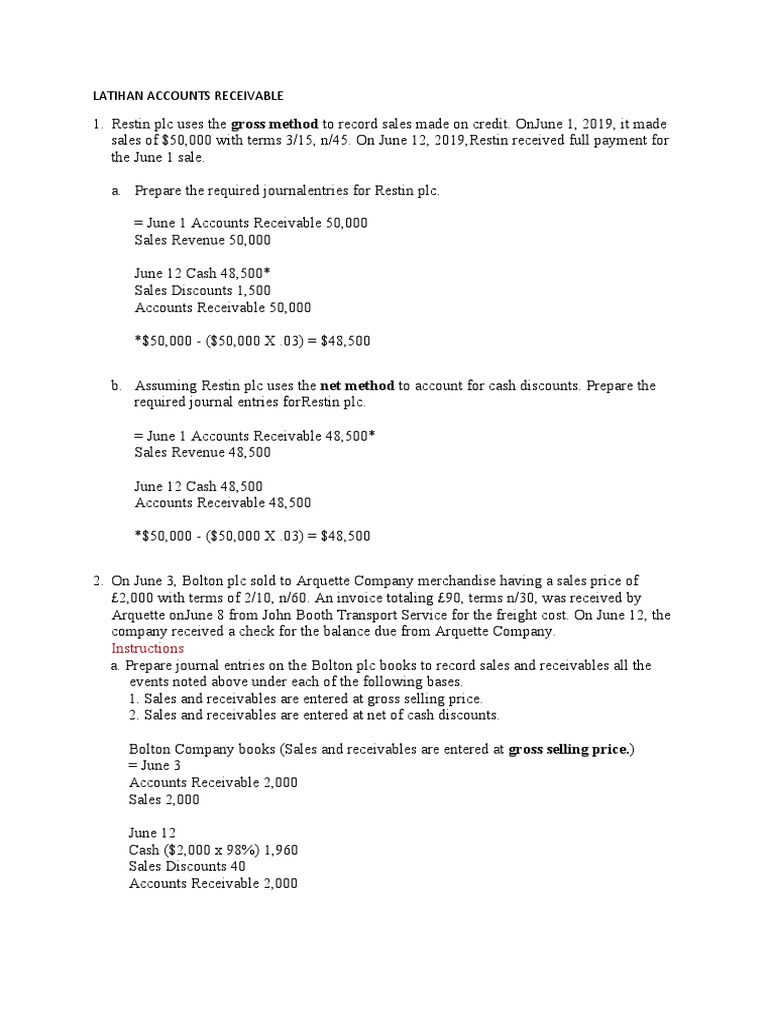 Latihan Accounts Receivable | PDF | Bad Debt | Money