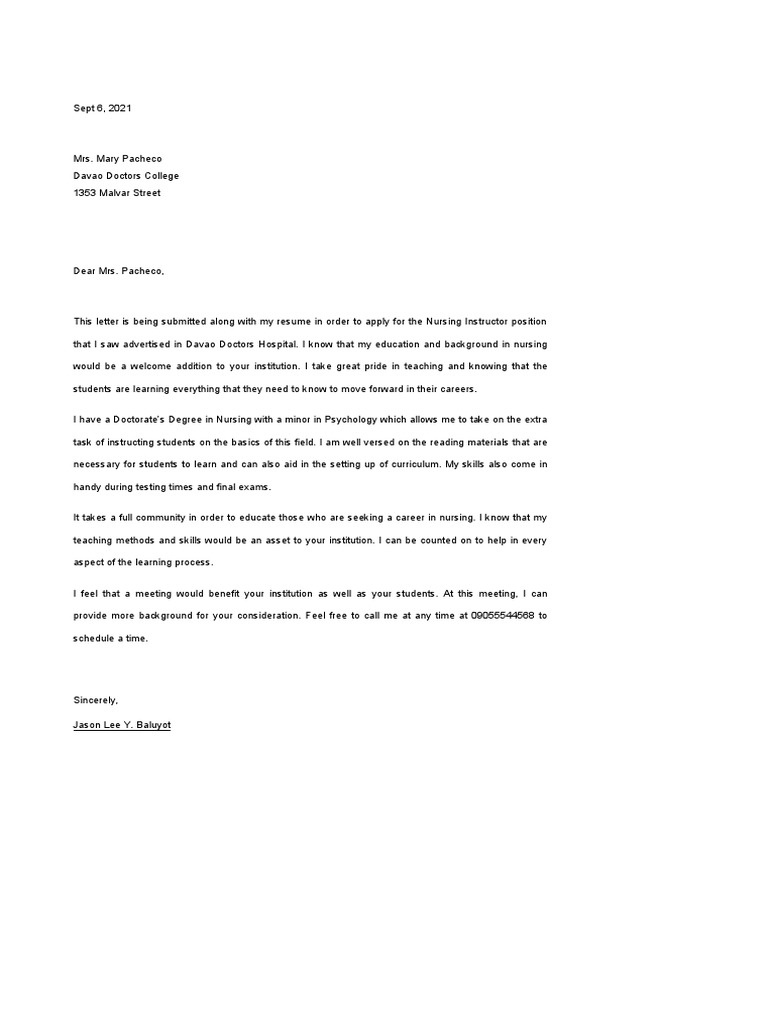 Nursing-Faculty-Position-Cover-Application Letter | PDF