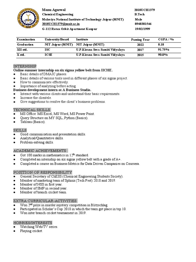 Manu Resume | PDF