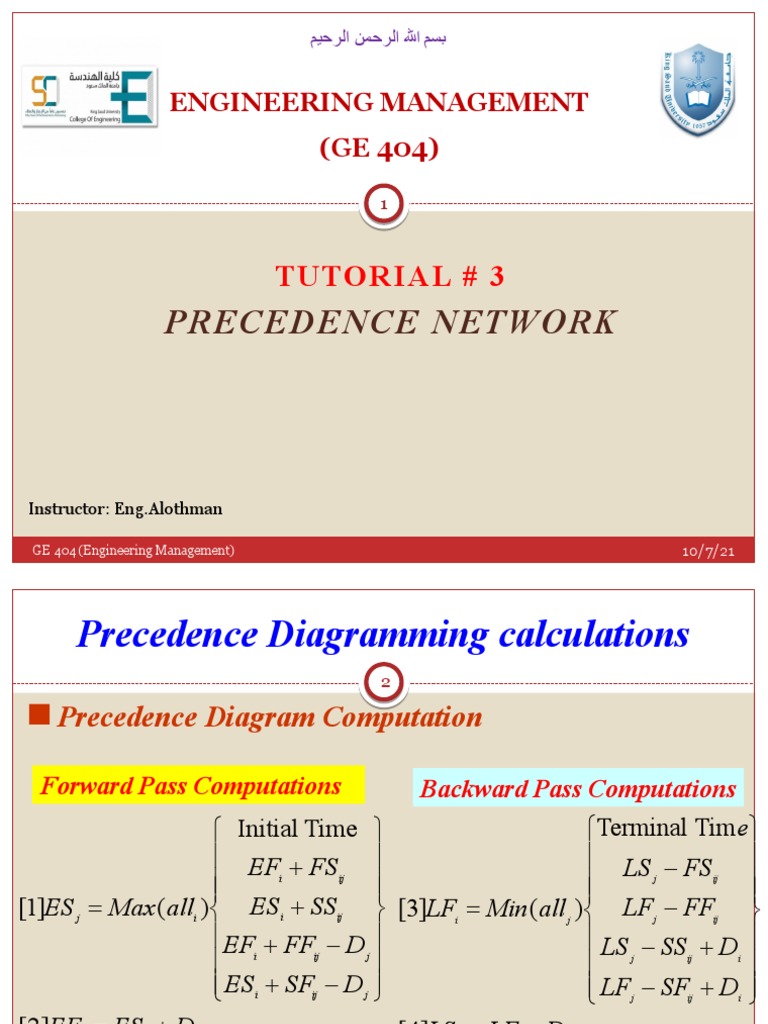 Precedence Network: Tutorial # 3 | PDF | Project Management | Projects
