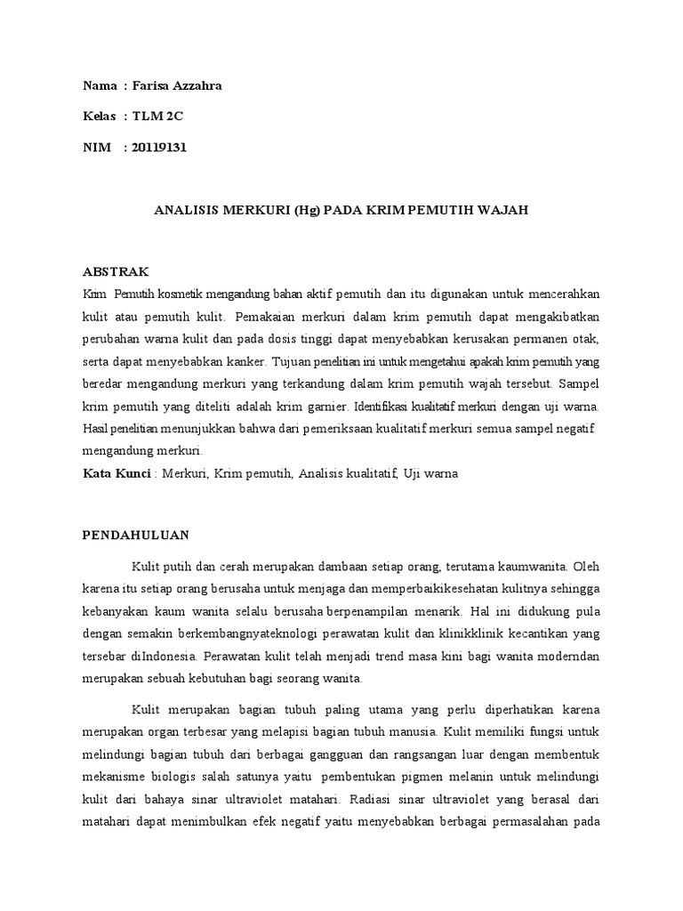 ANALISIS MERKURI (HG) | PDF | Kesehatan Holistik