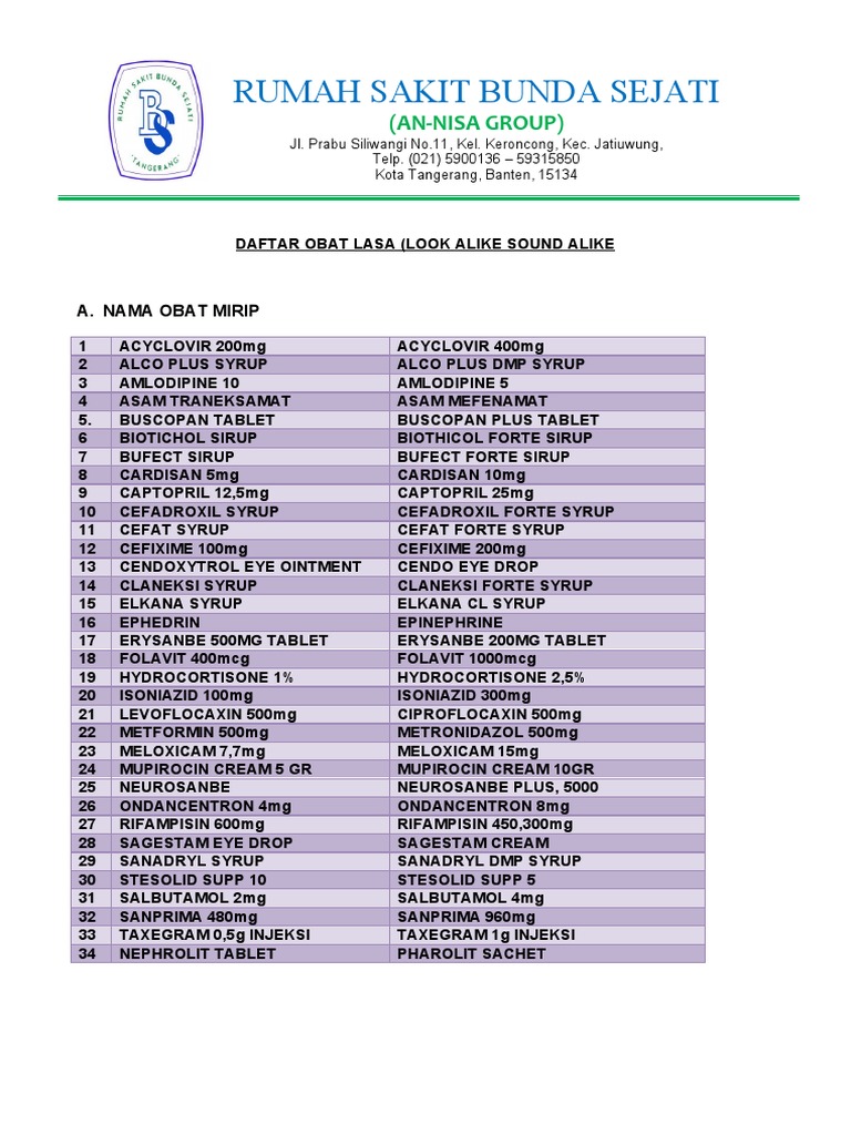 Daftar Obat Lasa | PDF | Medical Treatments | Antibiotics