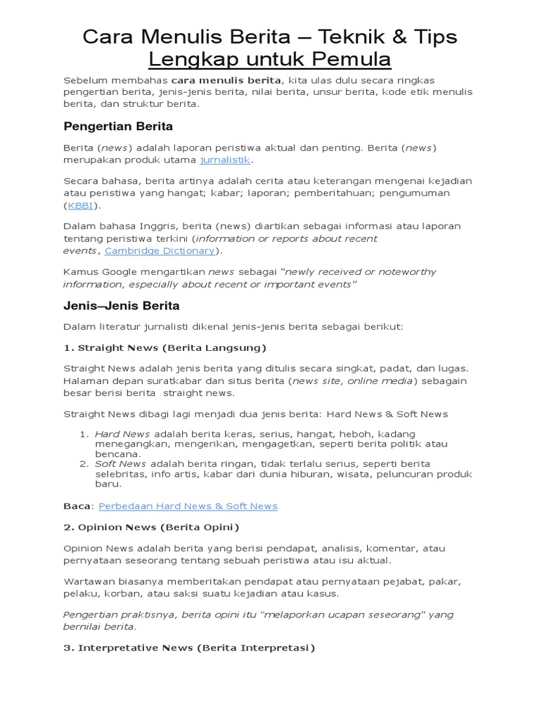 Cara Menulis Berita | PDF