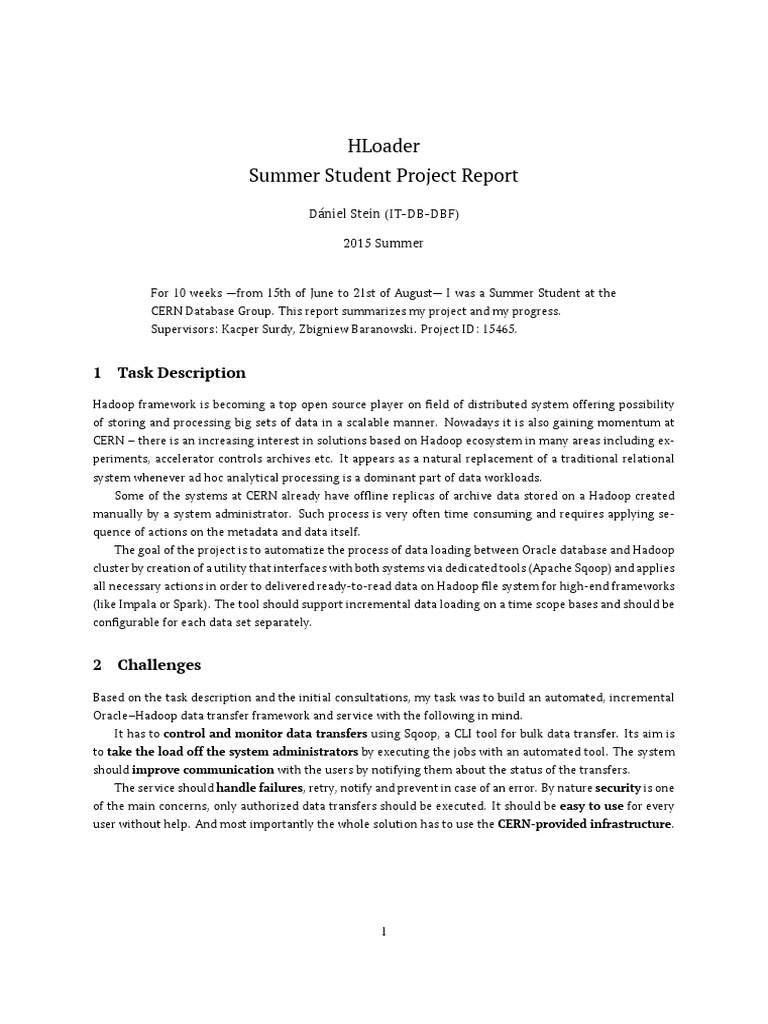 Automating Data Transfers Between Oracle Database and Hadoop Clusters: Design and Implementation ...