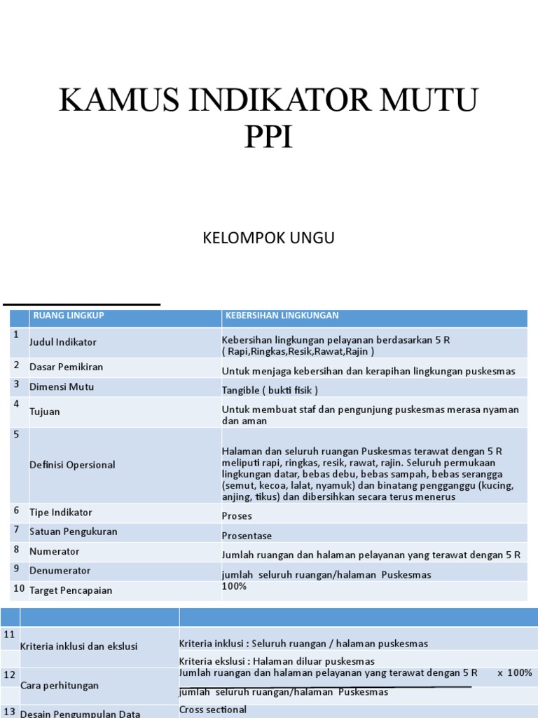Kamus Indikator Mutu Ppi | PDF