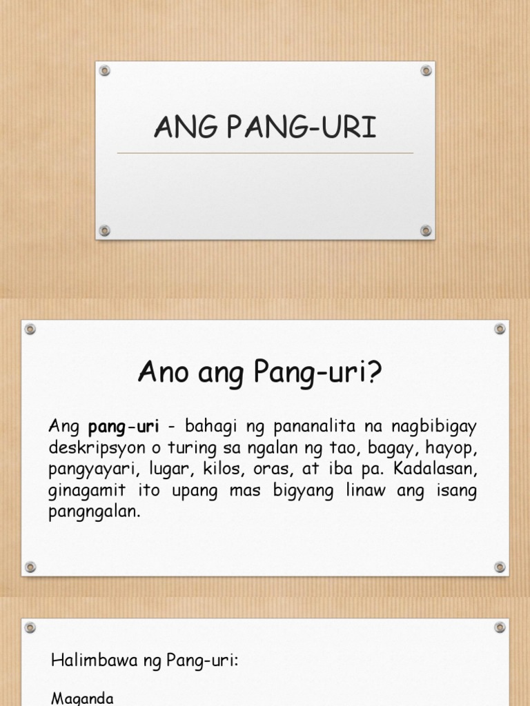 ANG PANG-URI at PANDIWA | PDF