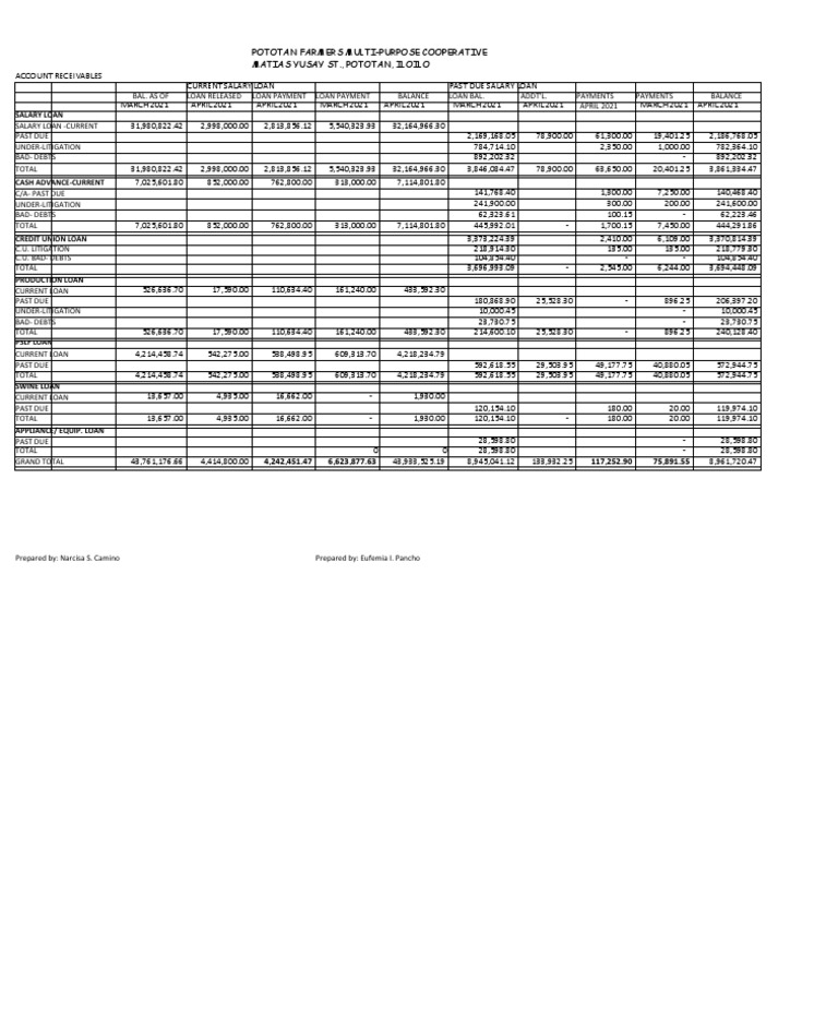 Monthly Report - Current and Past Due Loans 2021 | Download Free PDF ...