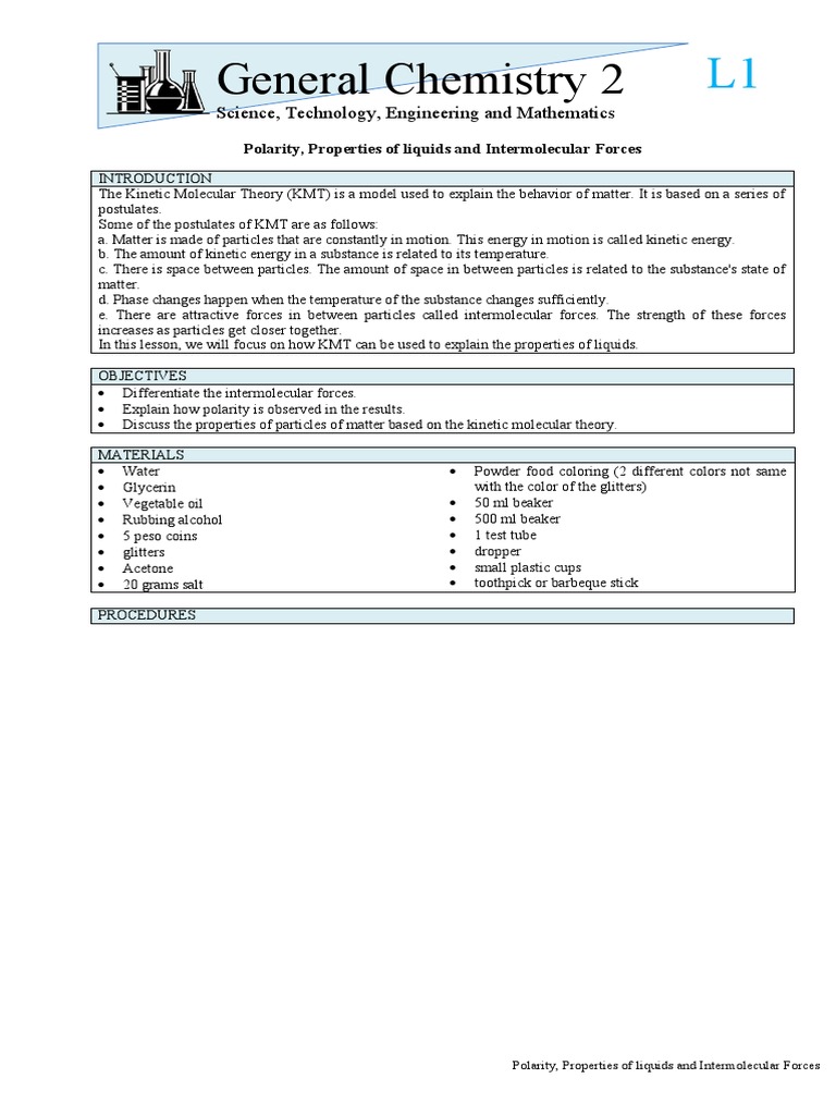 L1-Intermolecular-Forces Gen Chem | PDF | Liquids | Matter