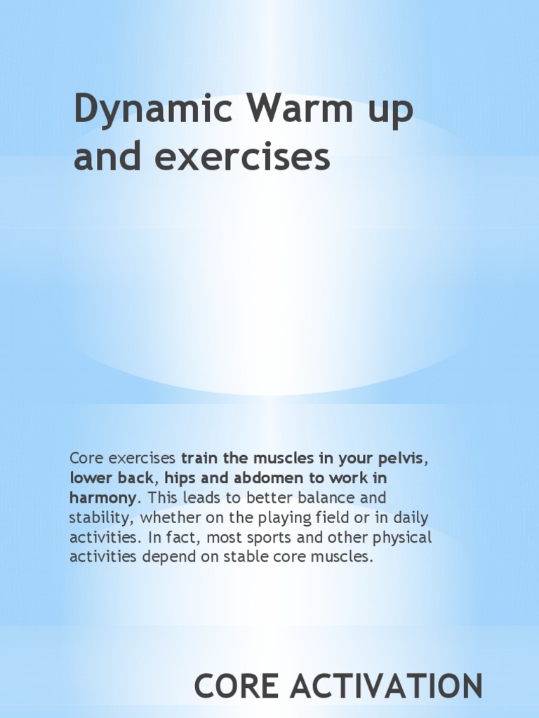 Dynamic Warm Up and Exercises | PDF